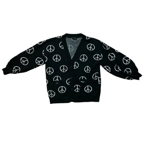 Forever 21 | Sweaters | Forever 2 Peace Sign Cardigan Size M | Poshmark